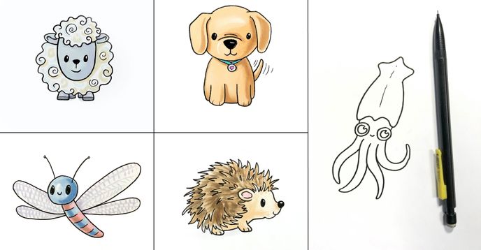 Cartoon animals how to draw store